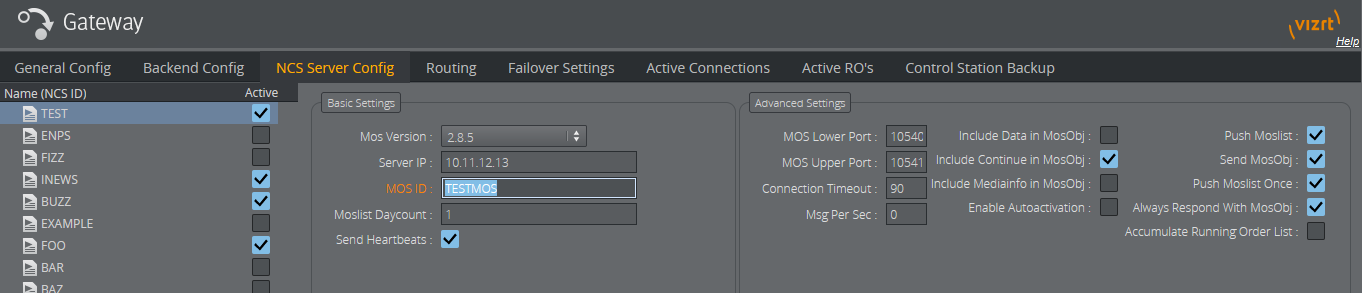 NCS Server Configuration