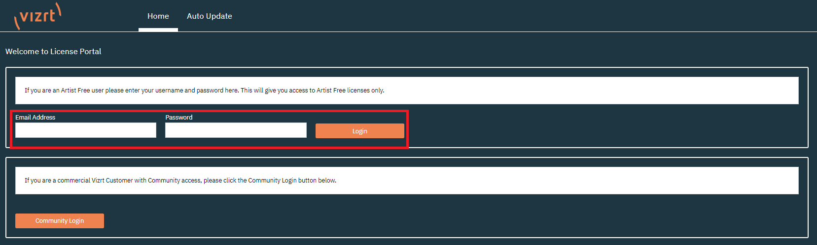 Vizrt License Portal Landing Page - Viz Licensing